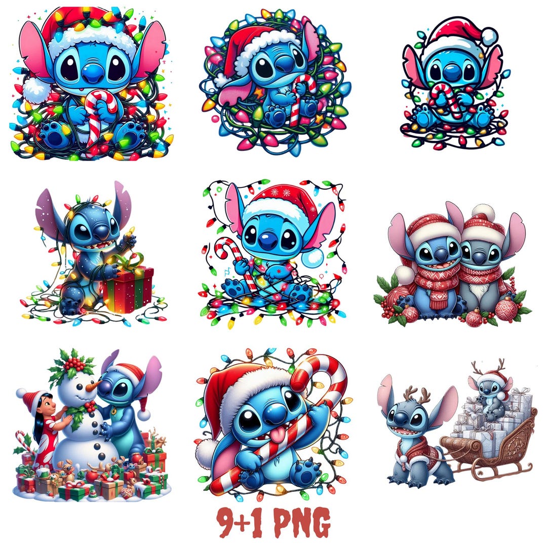 10 Stitch Christmas Png Bundle, Merry Christmas, Christmas Cartoon ...