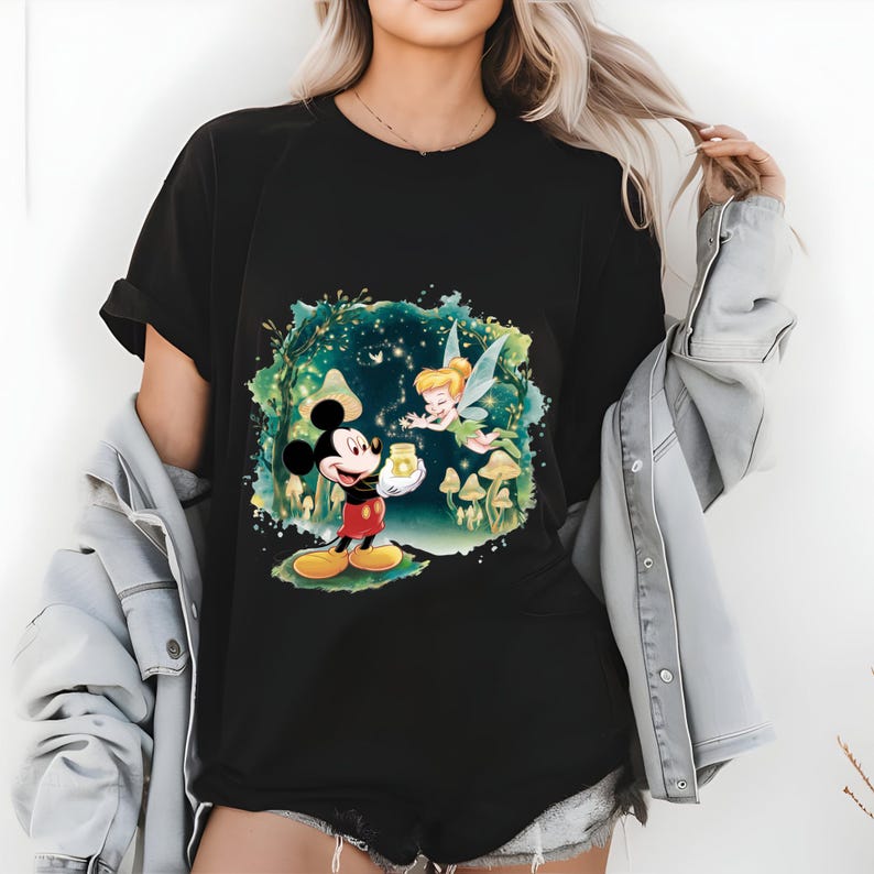 Mickey & Tinkerbell Magical Forest Clipart, Enchanted Fairy Light PNG ...