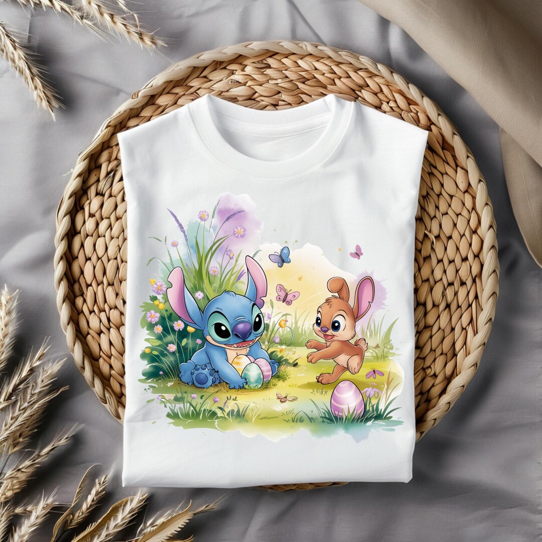 Easter Stitch and Thumper PNG, Watercolor Cute Bunny Clipart, Spring ...