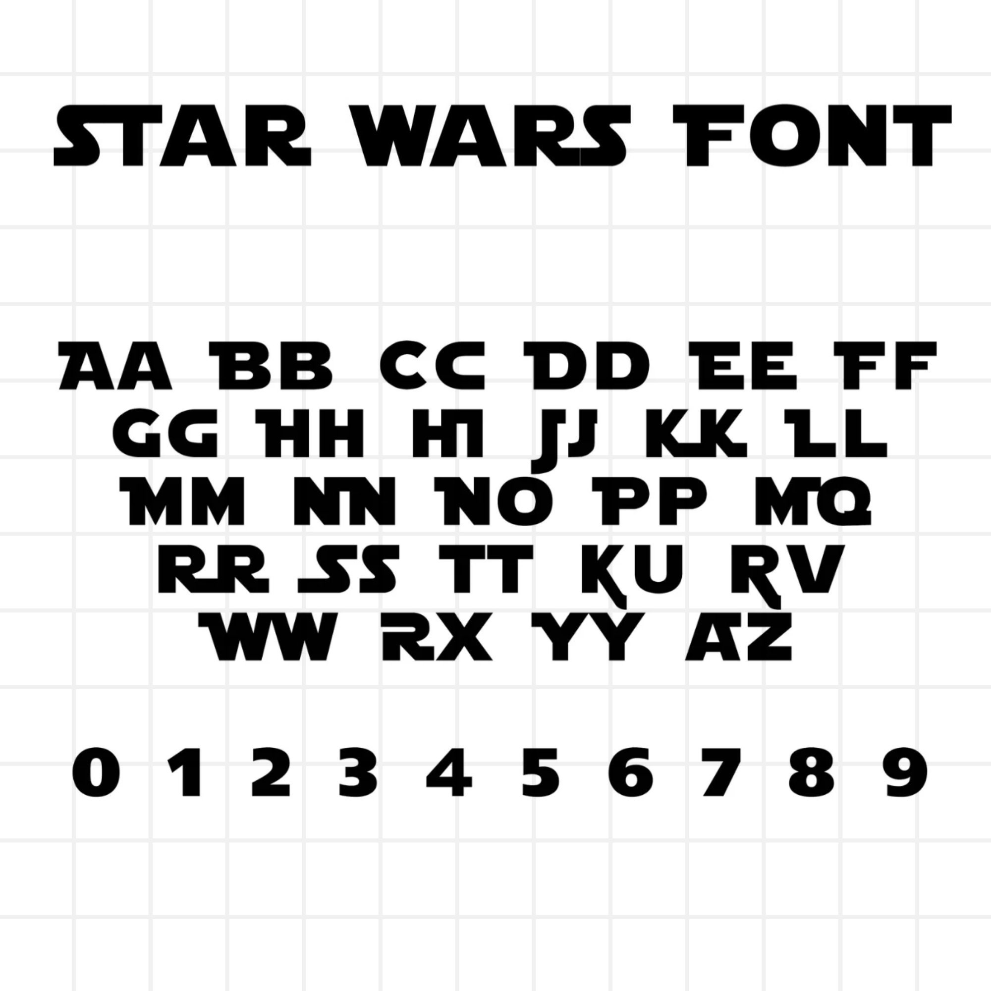 STARWARS FONT SVG, Star Wars Svg, Star Wars Aplhabet Svg, Font Svg ...