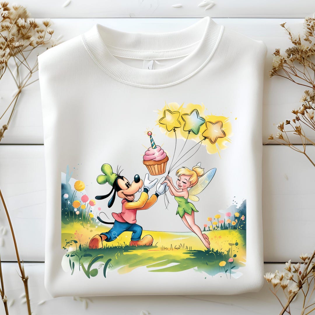 Goofy and Tinkerbell PNG Bundle, Fun Birthday Celebration Clipart, Cute ...