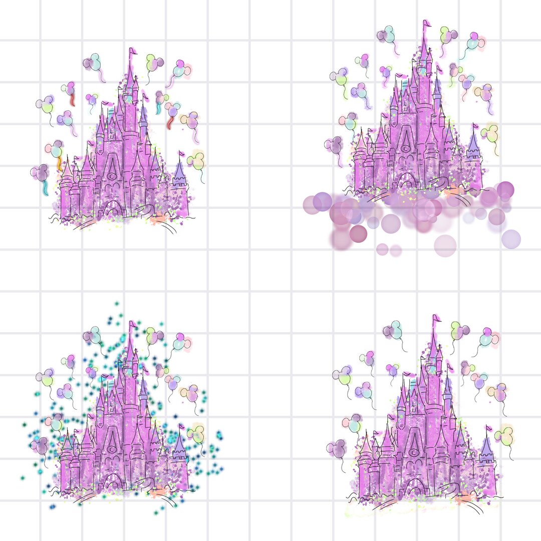 Watercolor Mouse Castle Png Bundle, Mouse Ear Castle Png, Retro ...