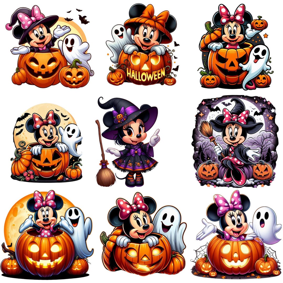 Minnie Halloween Cliparts Bundle, Halloween Pumpkin Cute Clipart ...