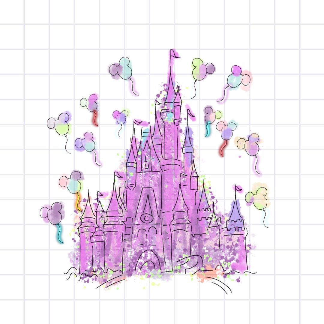 Watercolor Mouse Castle Png Bundle, Mouse Ear Castle Png, Retro ...