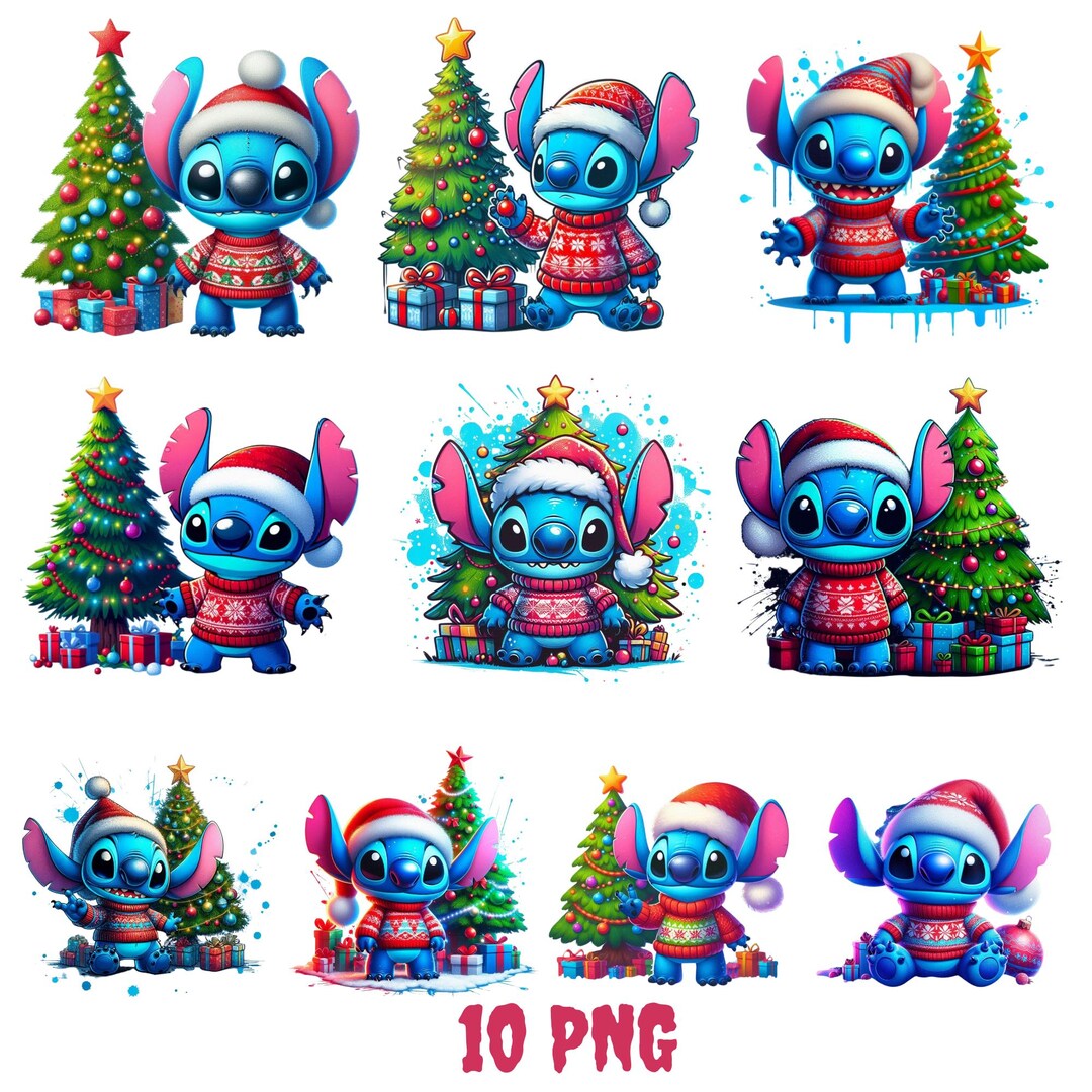Stitch Christmas Png Bundle, Merry Christmas, Christmas Cartoon, Cute ...