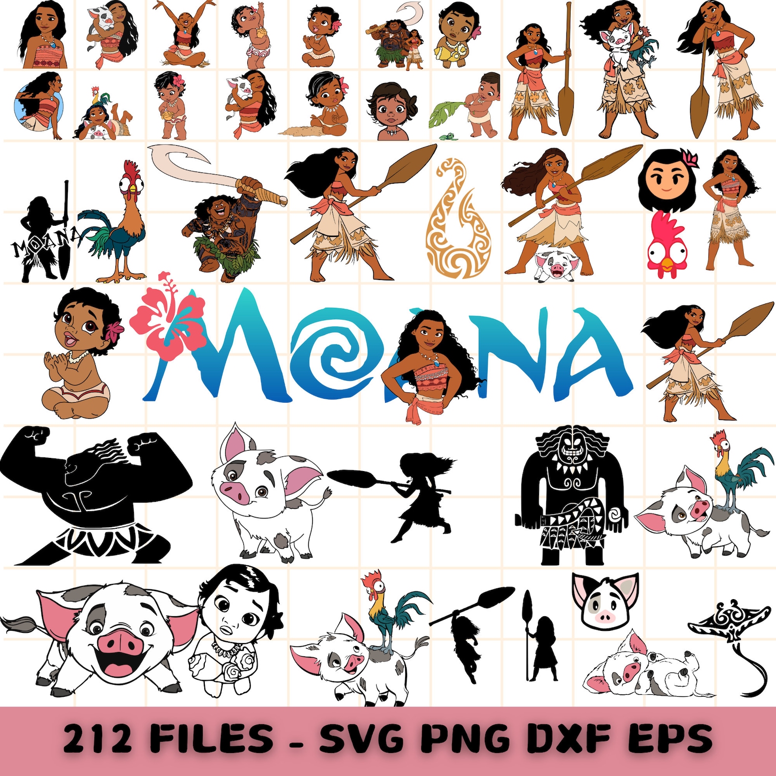 Moana Svg Bundle, Moana Clipart, Moana Png, Moana Svg, Moana Font ...