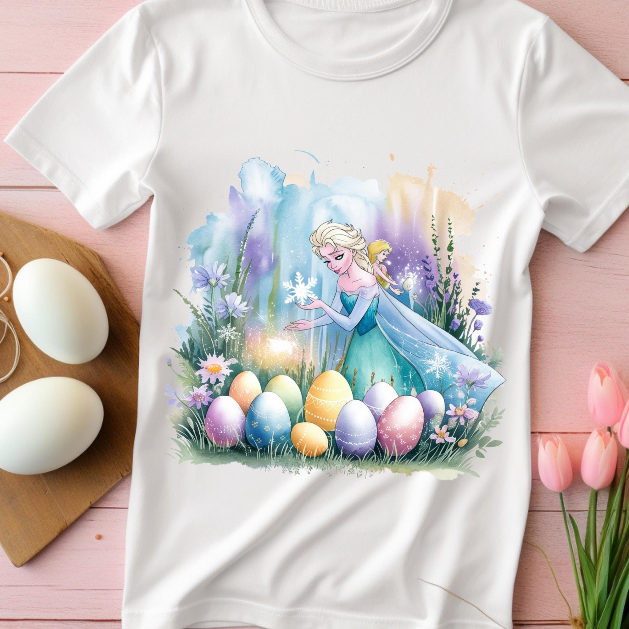 Frozen Easter PNG, Elsa and Tinkerbell Clipart, Watercolor Spring Egg ...