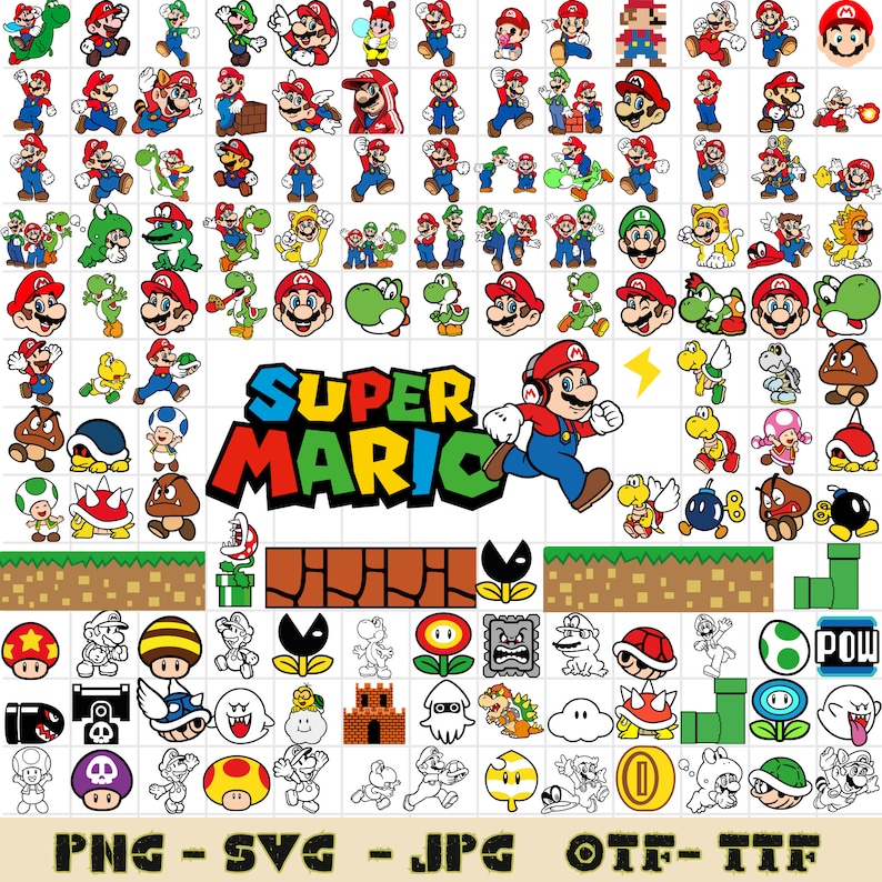 1450+ Super Mario Bundle Svg, Mario Family Svg, Mario Svg Cut Files for ...