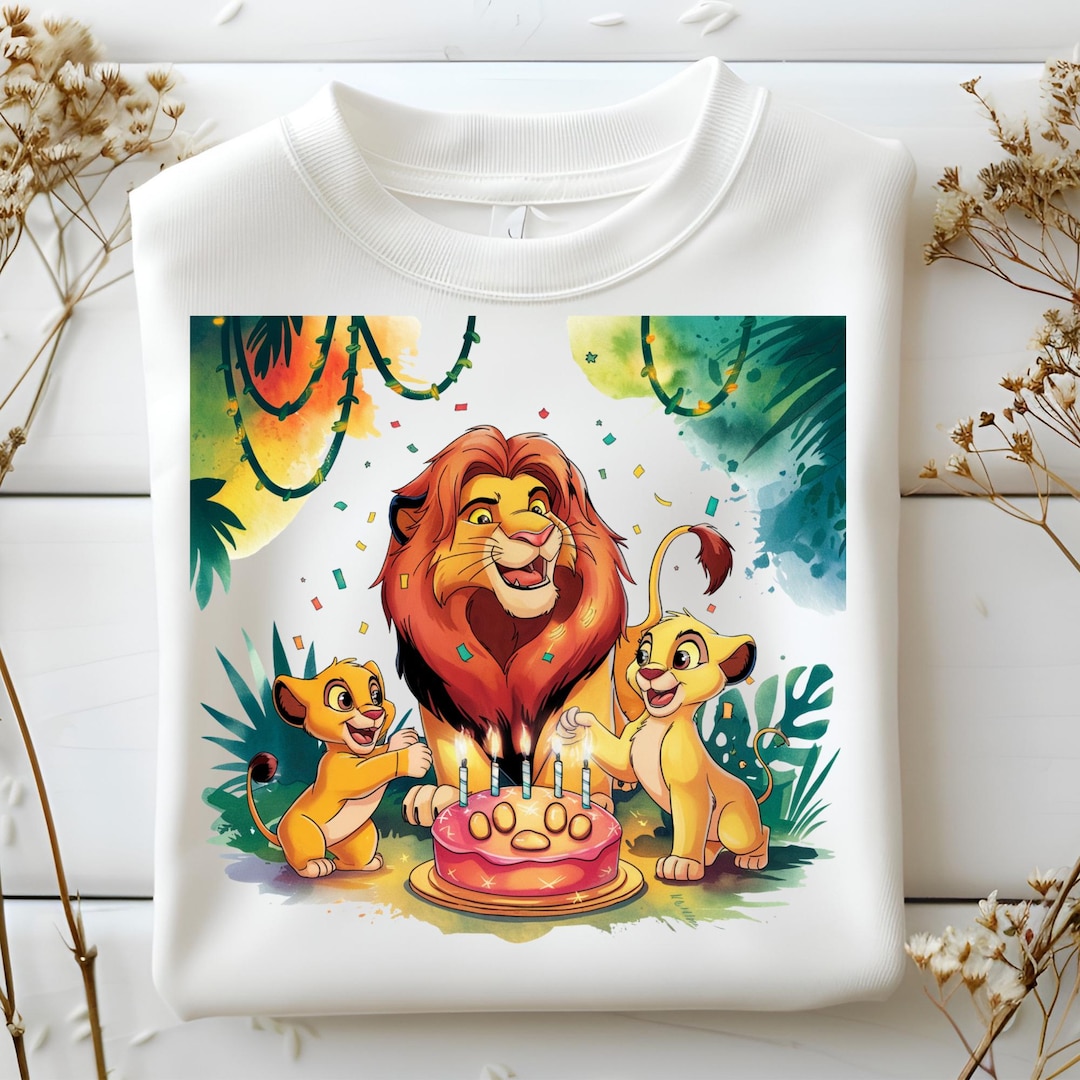 Simba and Chip 'n' Dale PNG Birthday Clipart, Jungle Party Scene With ...