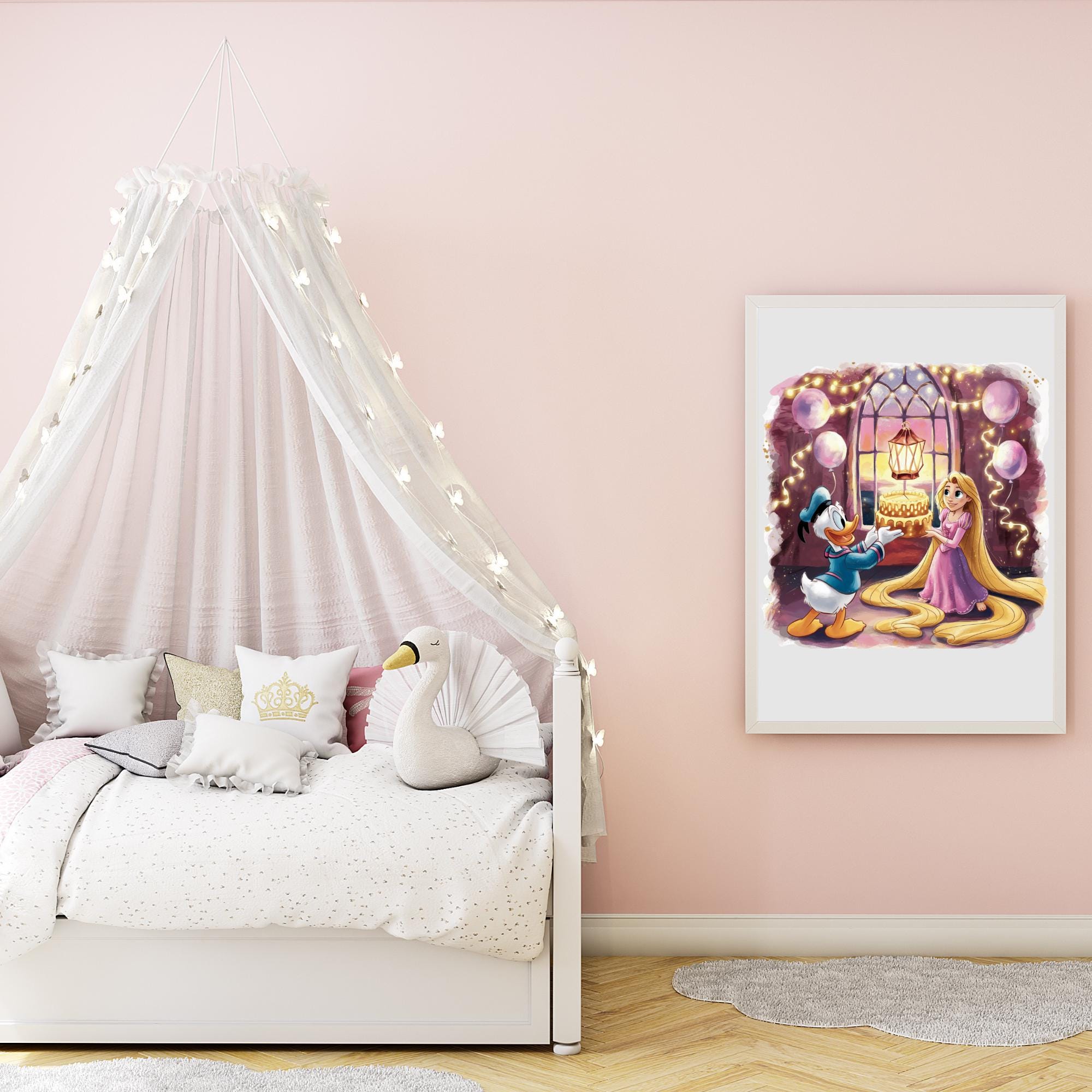 Rapunzel and Donald Duck Birthday PNG, Fairytale Celebration Clipart ...