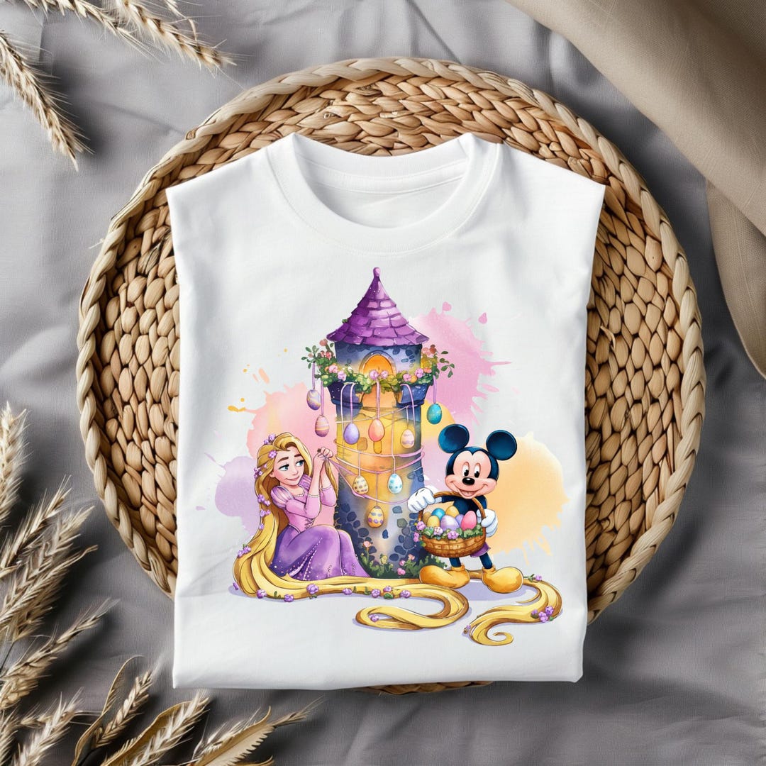 Easter Tower PNG, Watercolor Rapunzel and Mouse Clipart, Spring Egg ...