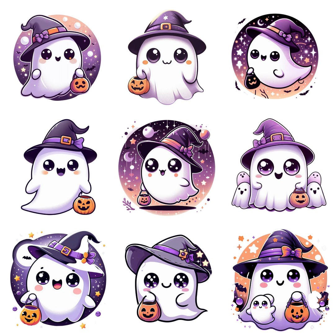 Halloween Png, Cute Witch Ghost Clipart, Kawaii Halloween Decor ...