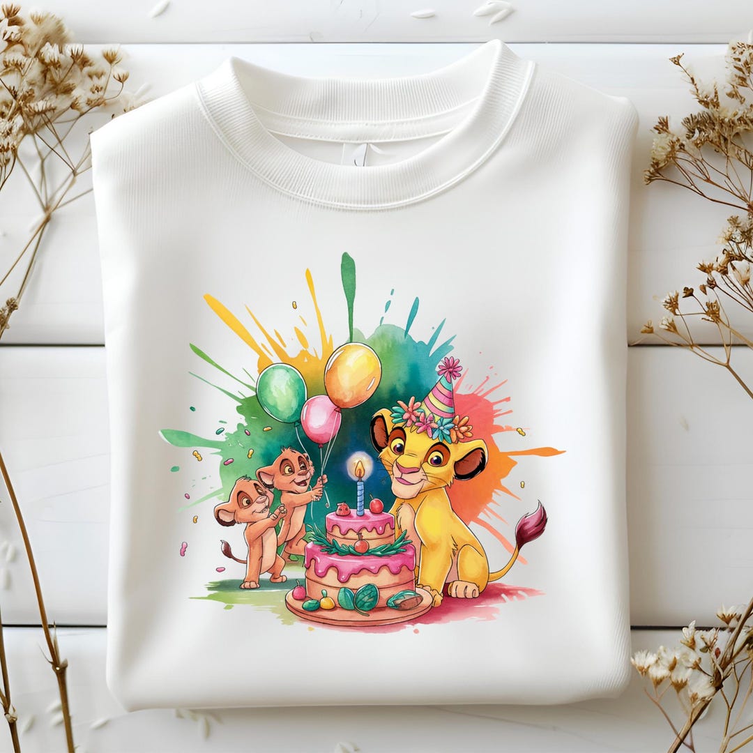 Simba and Cubs Birthday PNG Clipart, Colorful Cake and Balloons Party ...