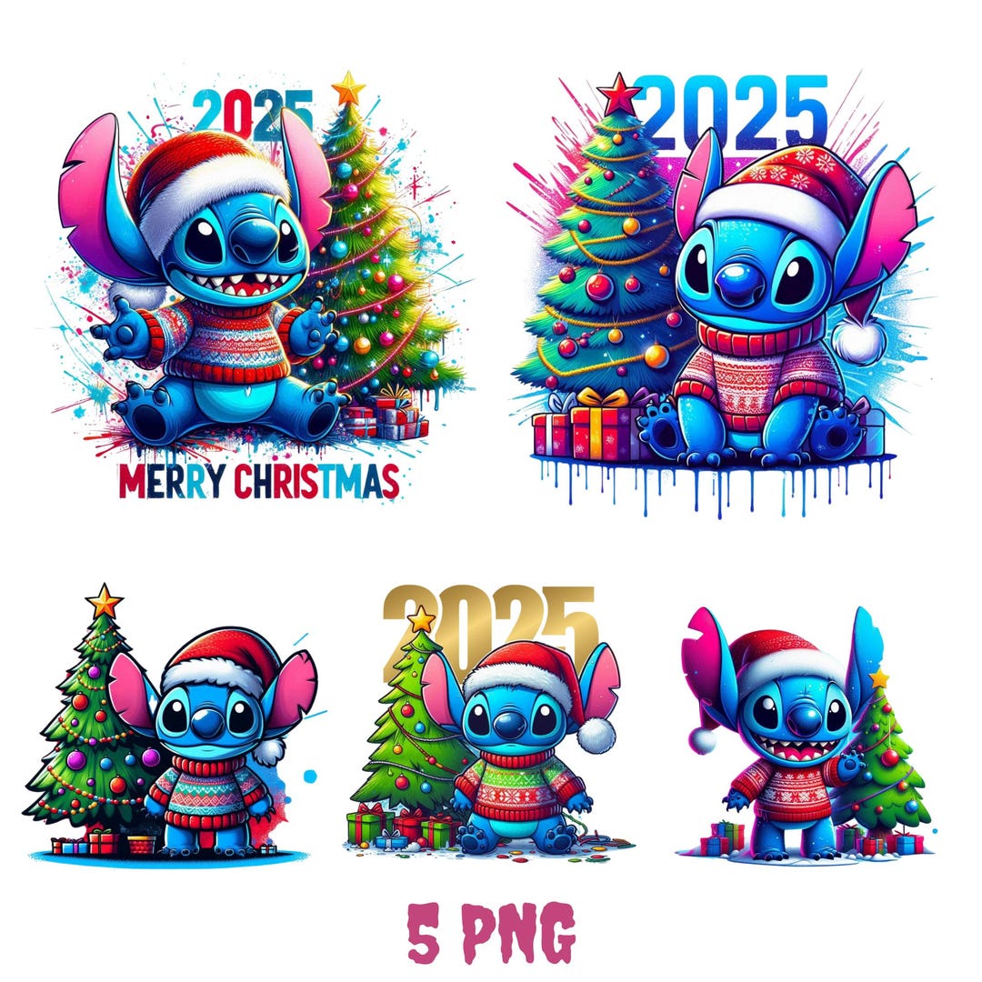 Paquete de imágenes PNG de Stitch Christmas, 2025 Stitch, Feliz Navidad ...