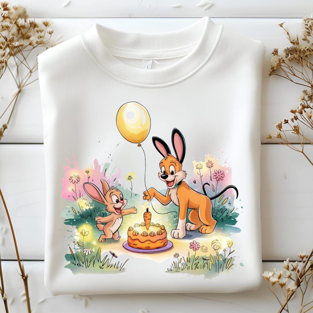 Pluto and Thumper PNG, Birthday Clipart With Cake and Balloon ...