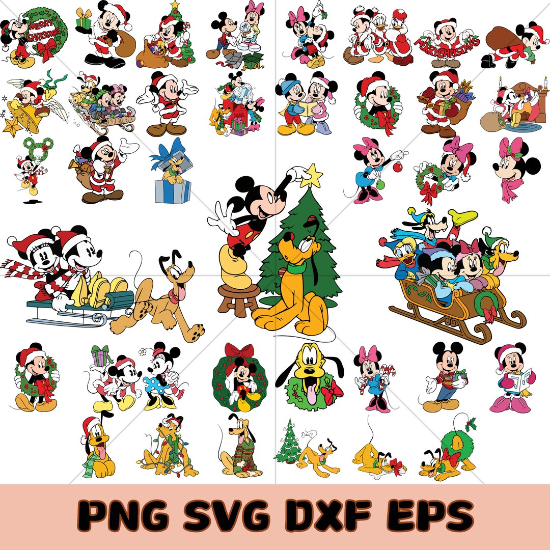 Christmas Mouse and Friends Svg Bundle, Mickey Christmas New Clipart ...