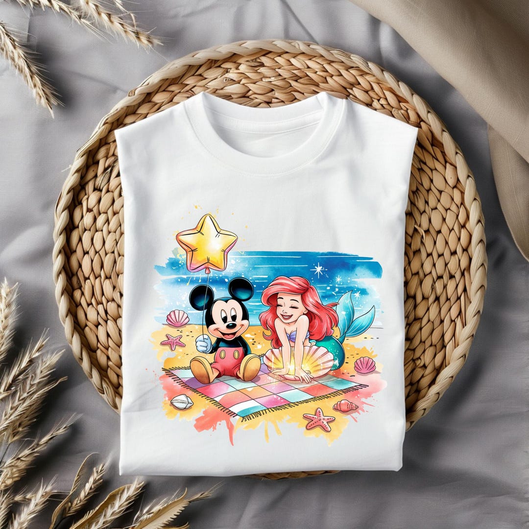 Mickey & Ariel Beach Adventure PNG, Cute Summer Clipart, Magical ...