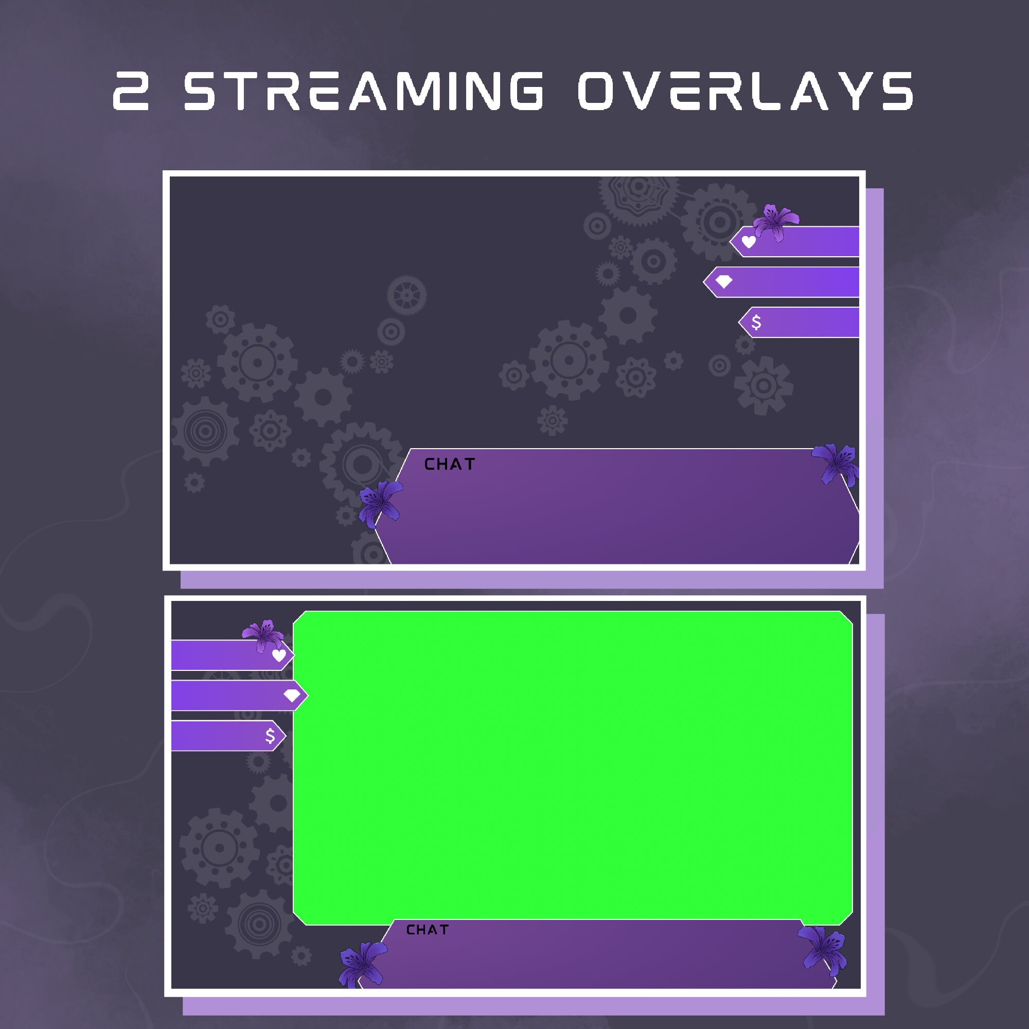 Herta Honkai: Star Rail Twitch Package / Purple Diamond Cristal Flowers ...