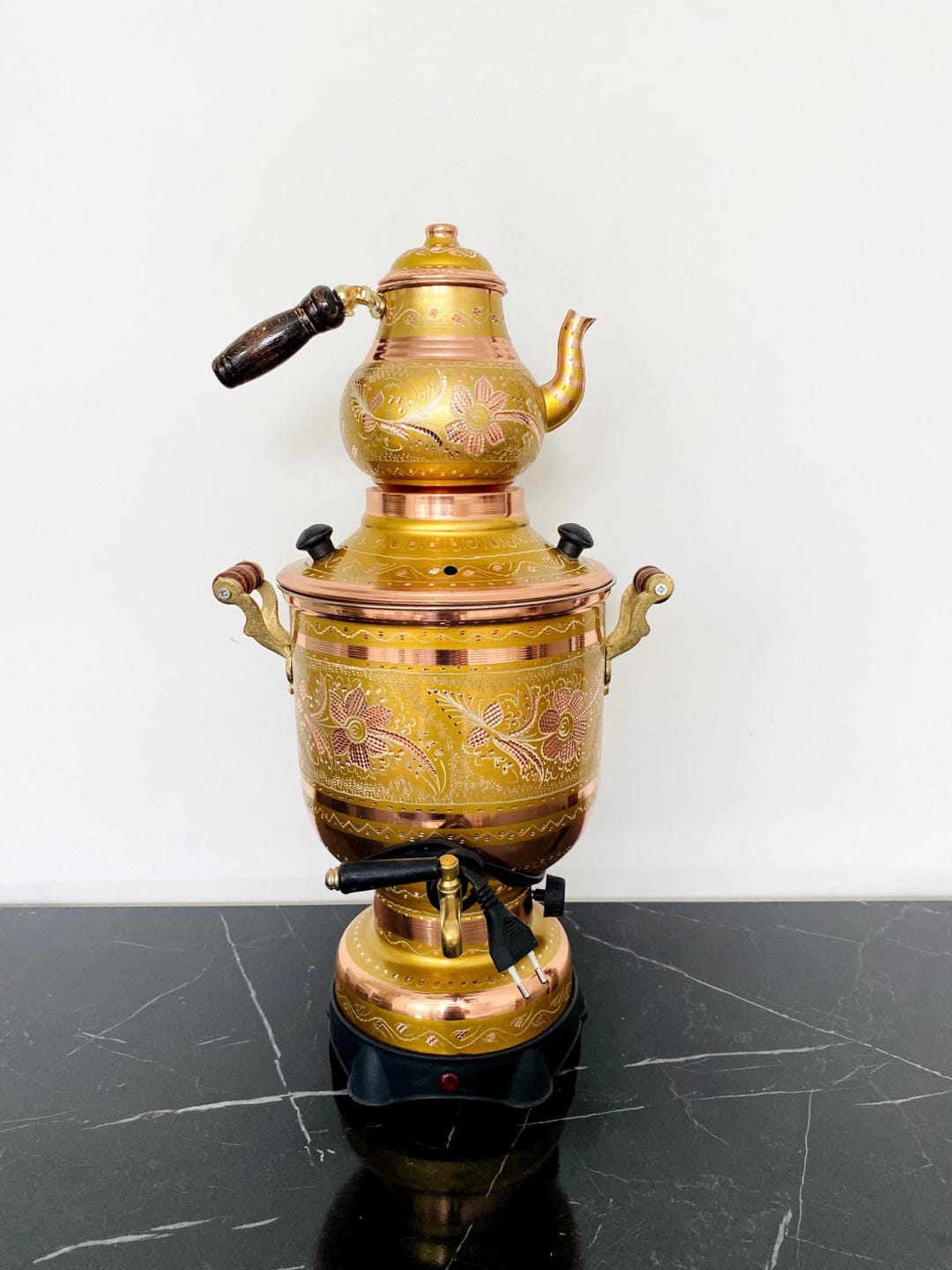 Handmade Copper Samovar Tea Set: Electric Kettle, Embroidered Boiler - Etsy