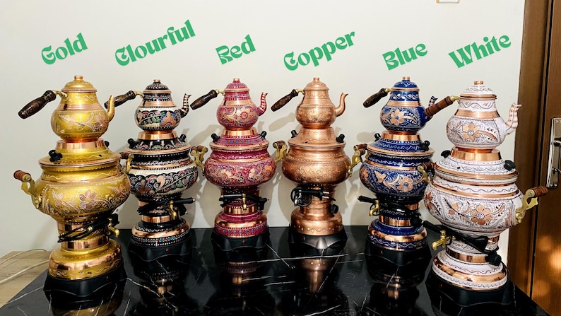 5 Liter Clourful Electric Copper Samovar With Thermostat, Handmade ...