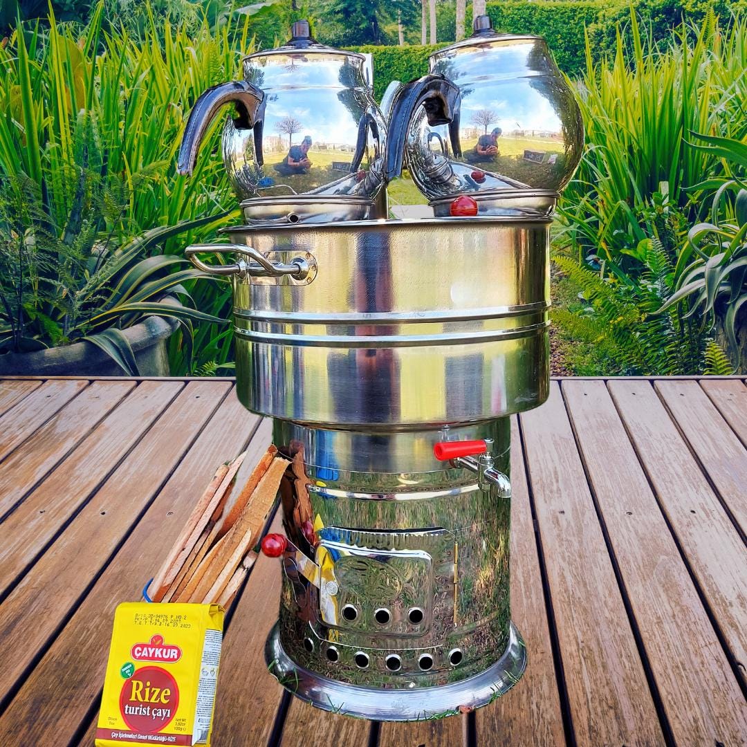 12 Liter Chrome Coal Burning Samovar: Turkish Tea Set, Hot Water Boiler ...