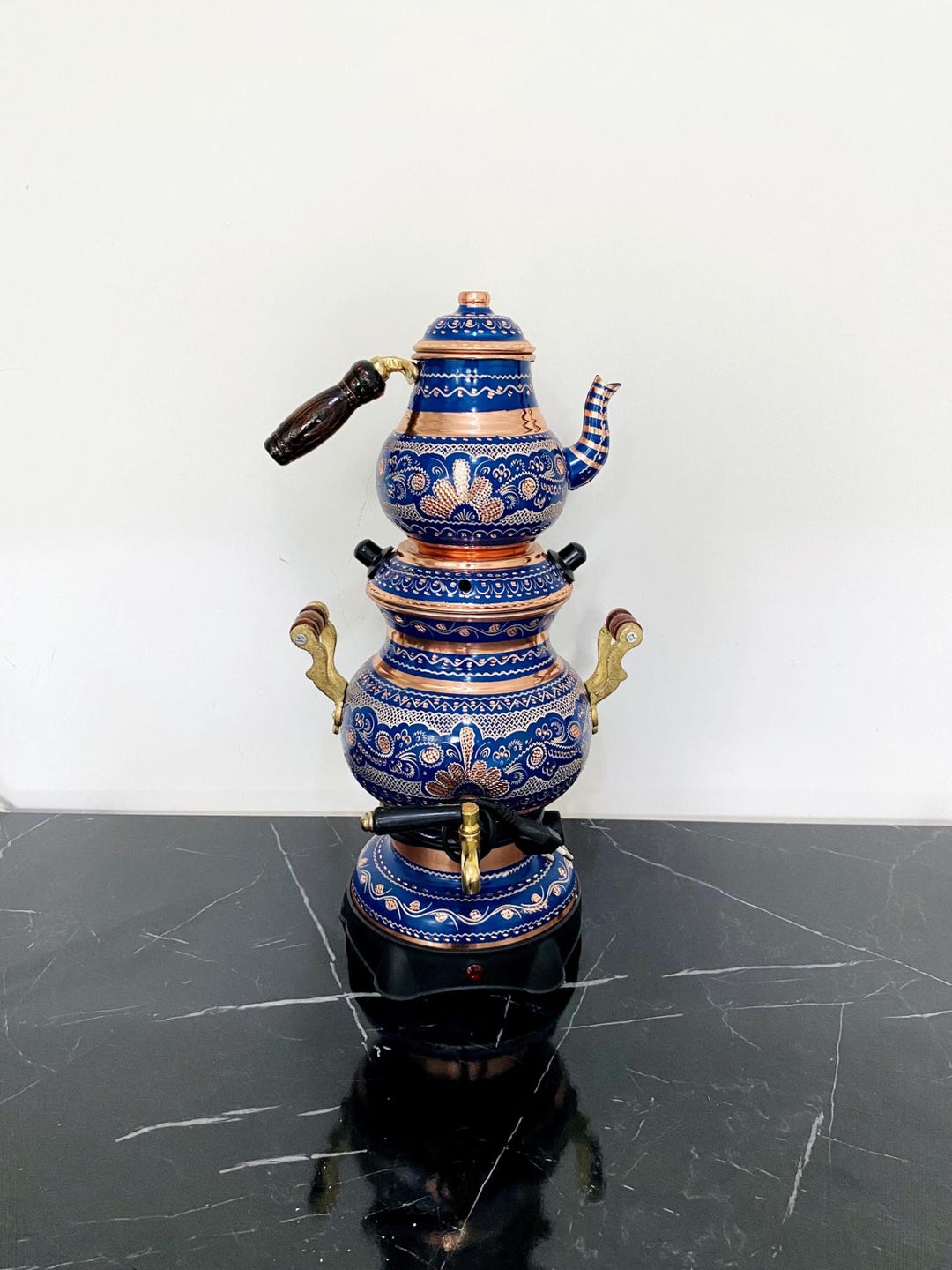 2.5 Lt-blue Electric Copper Samovar - Tea Set With Thermostat, Chubby ...
