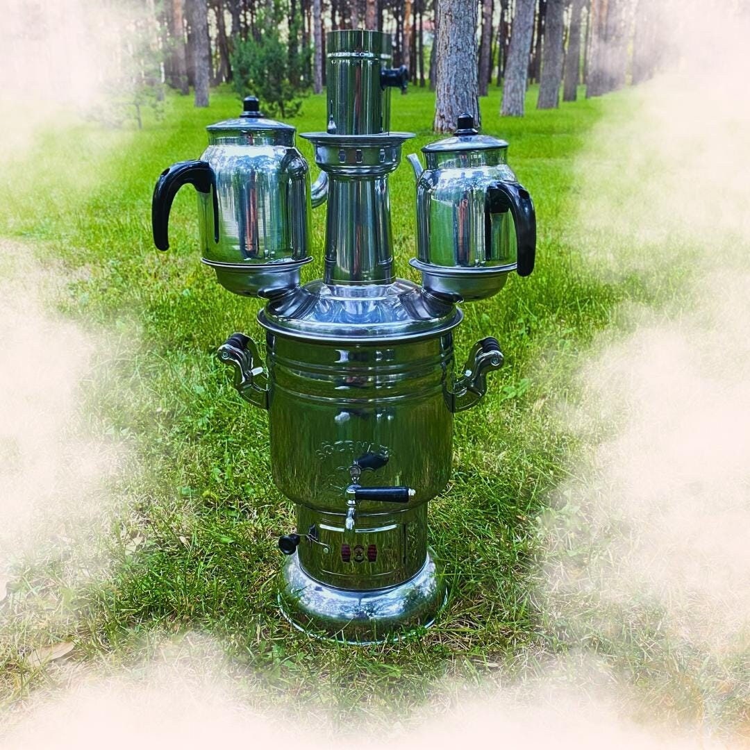 6 LT Steel Samovar 2 Teapot -turkish Tea Set,hot Water Boiler,camping ...