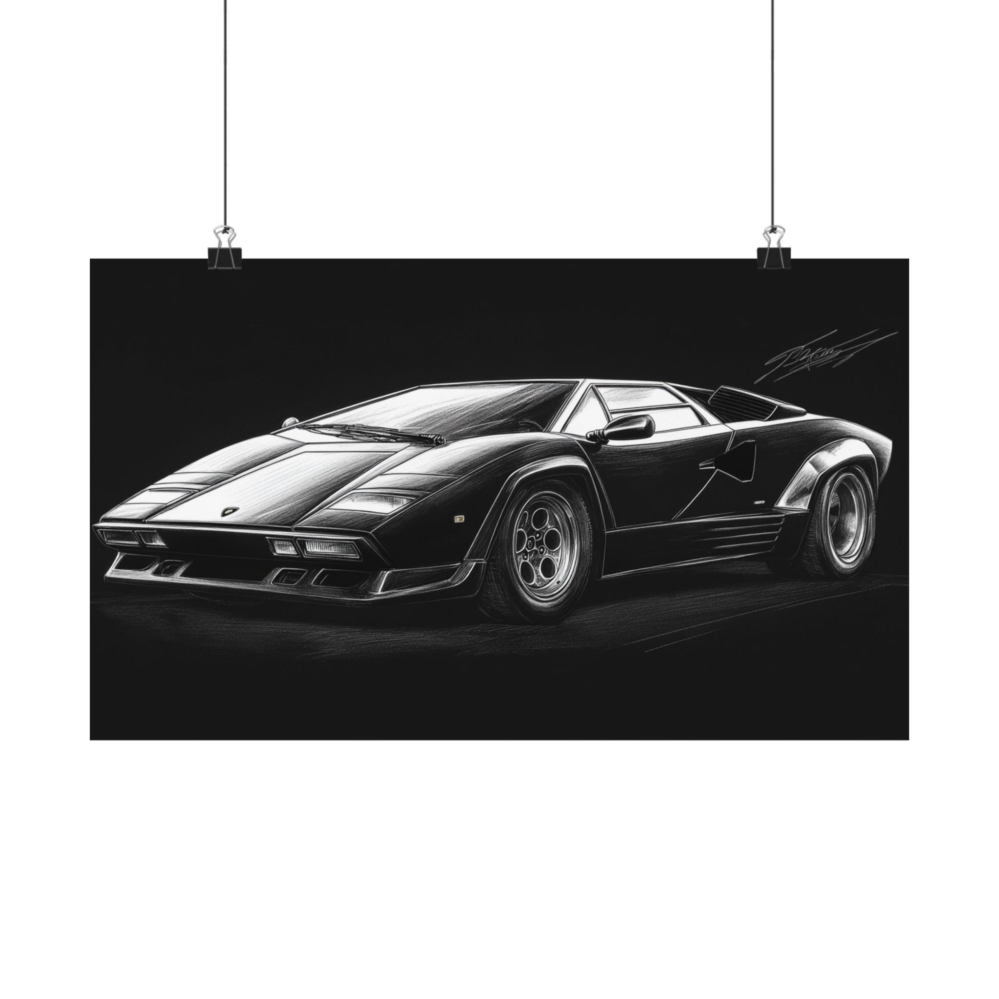 Vintage Lamborghini Countach, Matte Posters, Wall Art Print, Garage ...