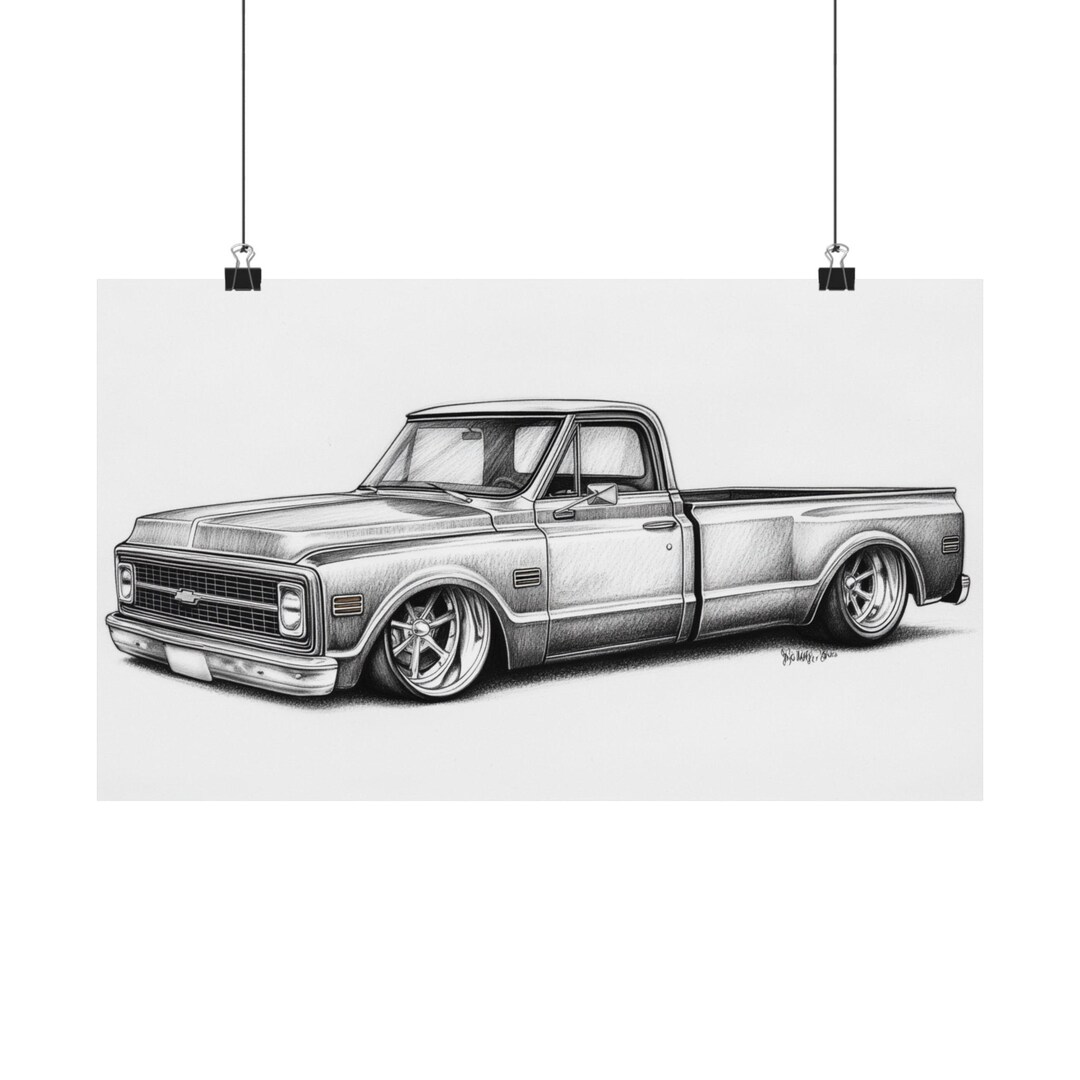 Vintage Chevrolet C10, Matte Posters, Wall Art Print, Garage Decor ...
