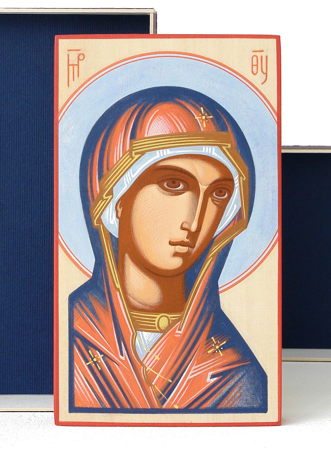 Virgin Mary, Hand-painted Small Orthodox Icon, Egg Tempera on Wood ...