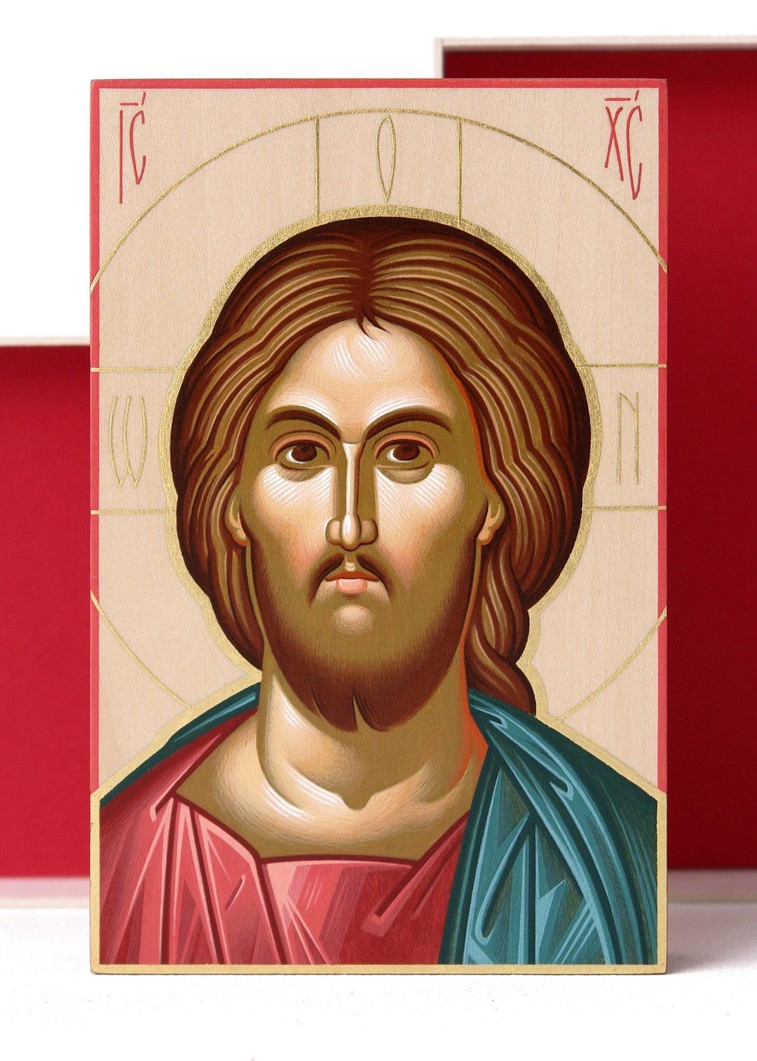 Jesus Christ Pantocrator, Hand Painted Byzantine Icon 9x14 Cm, Tempera ...