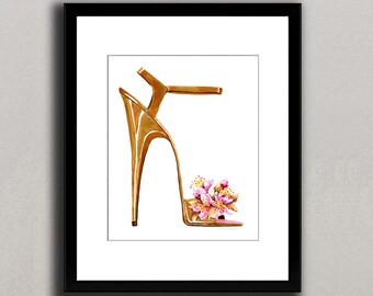 Prints Posters Canvas Flower Shoes Stiletto Fashion | Etsy
