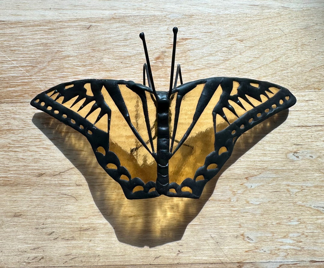 Stained Glass Yellow Swallowtail Butterfly Pattern With Foil Overlay ...