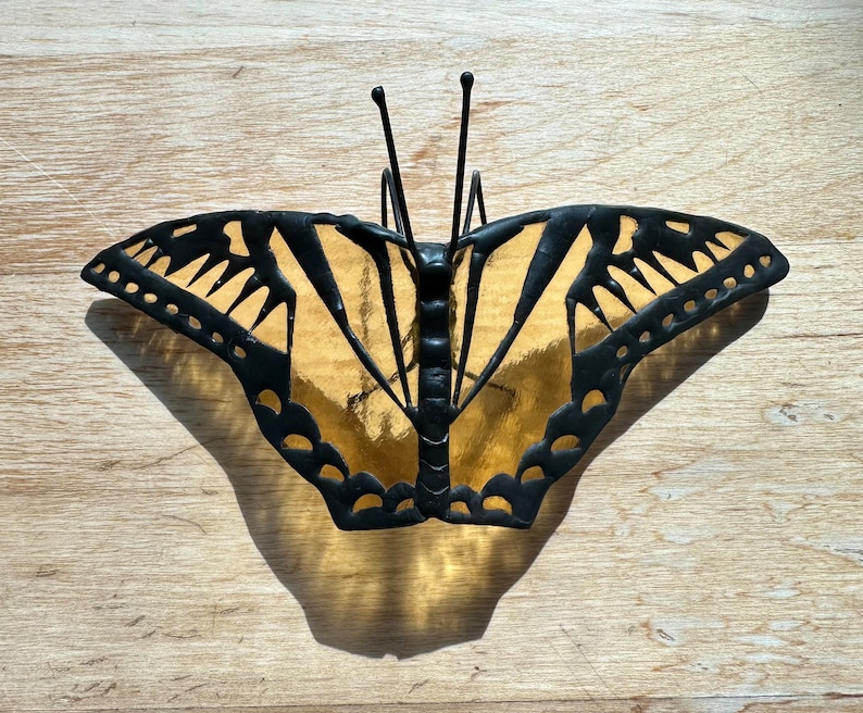 Stained Glass Yellow Swallowtail Butterfly Pattern With Foil Overlay ...
