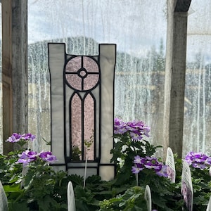 Notre Dame Style Window Facade Stained Glass Plant Stake Pattern WITH ...