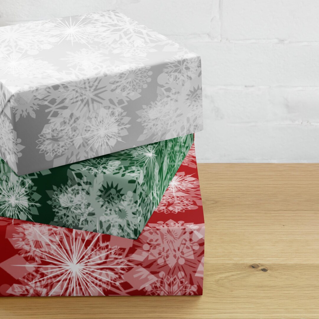 Elegant Snowflakes Gift Wrap - Variety of Colors, Set of 3 - Etsy