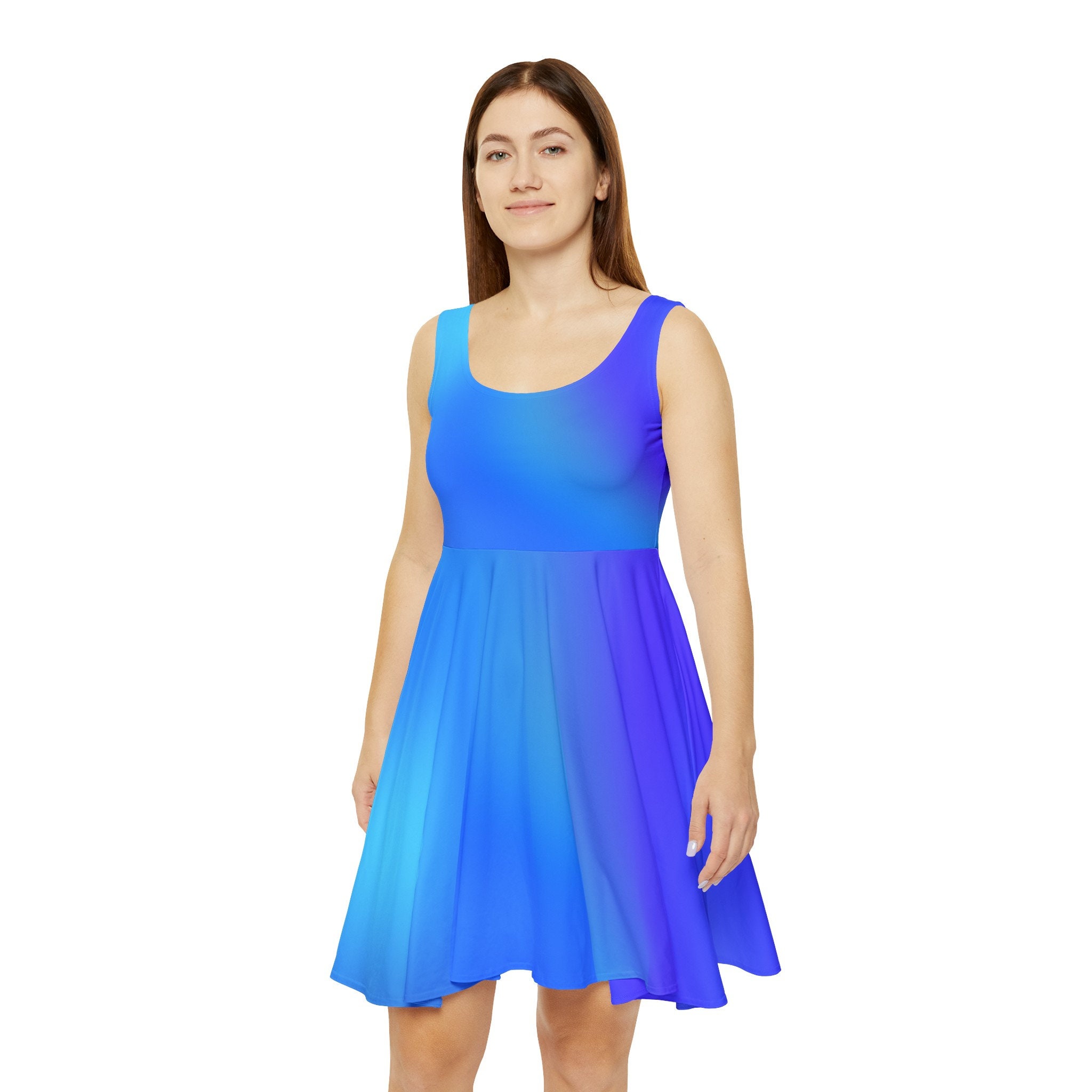 Blue Gradient Colored Skater Dress, Perfect for Any Occasion (AOP ...