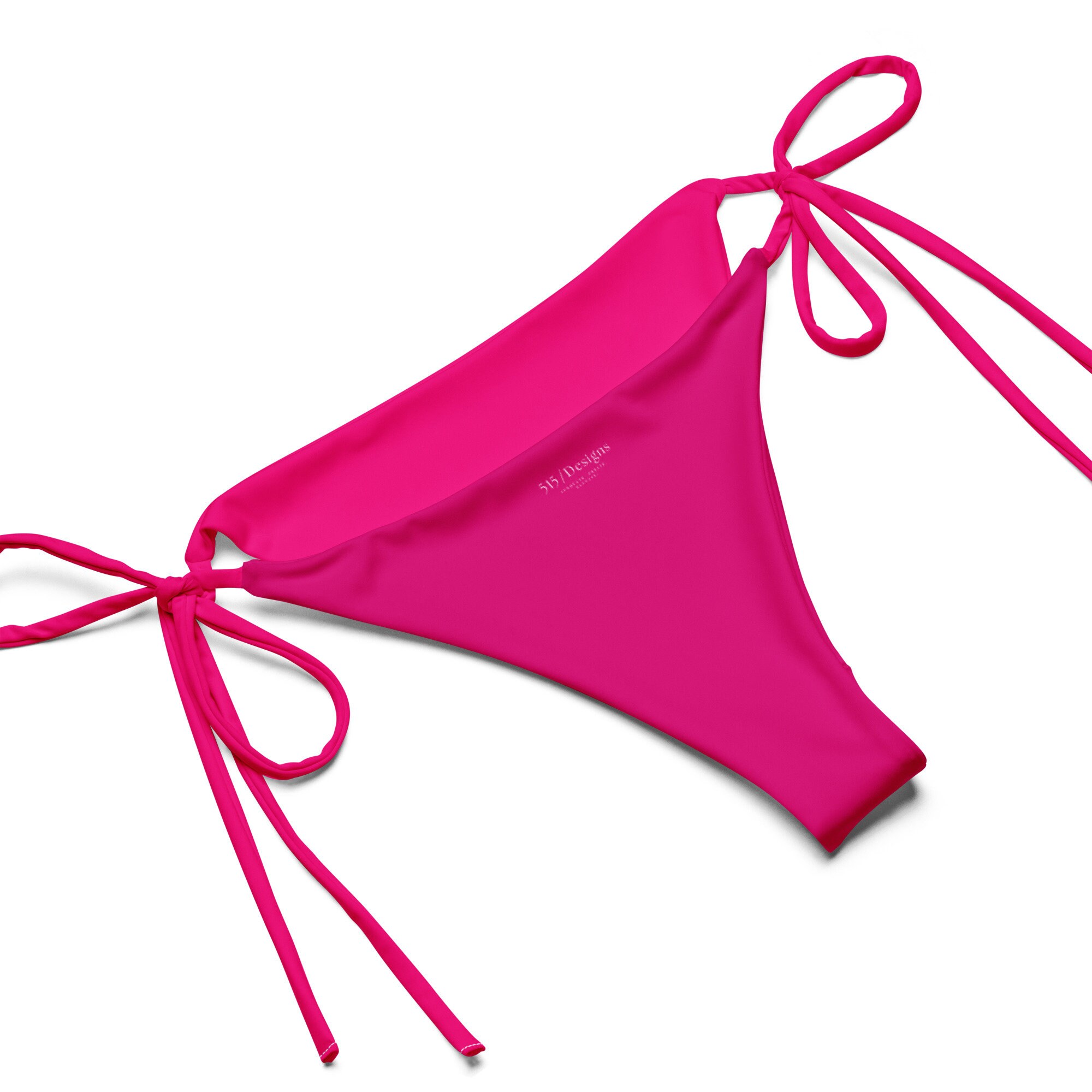 Hot Pink Bikini Beach Swimsuit Pink Strappy Bikini Sustainable Swimwear Neon Color Two Piece