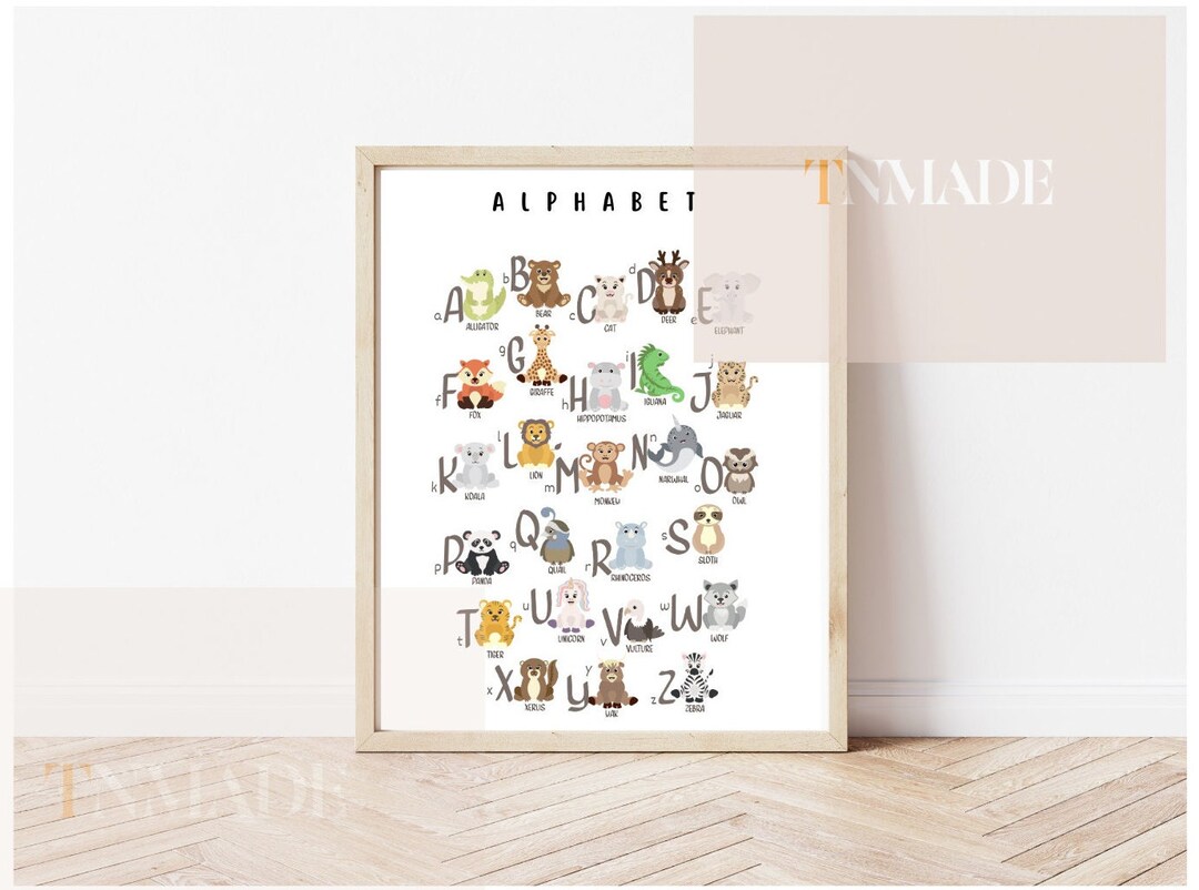 Alphabet Art, Alphabet Chart, Animal Alphabet, DIGITAL DOWNLOAD ...