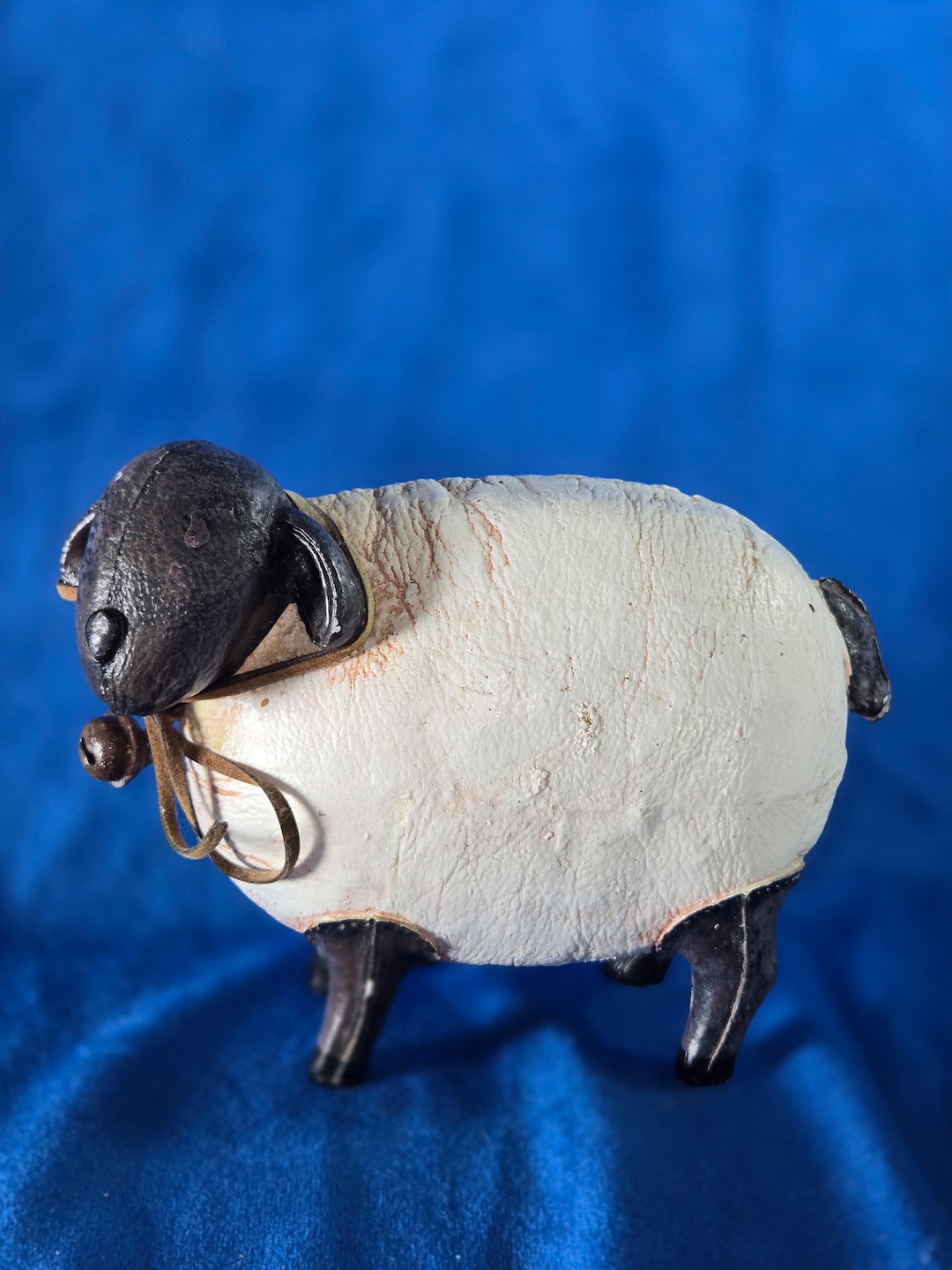 Vintage Rustic Folk Art Sheep With Collar / Bell Resin Figurine - Etsy