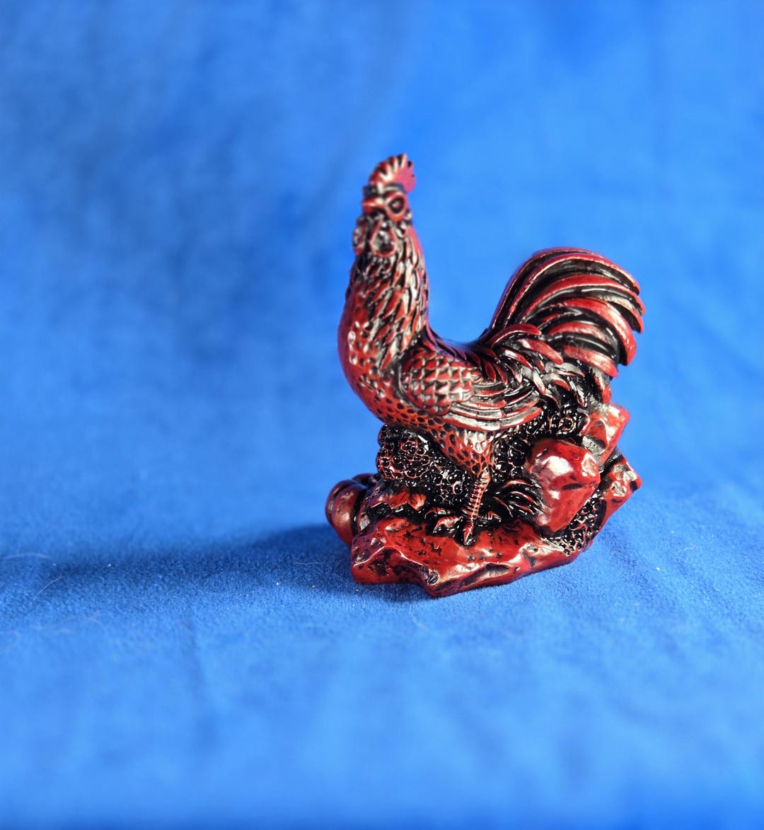 Intricately Carved Red Resin Rooster Figurine - Etsy