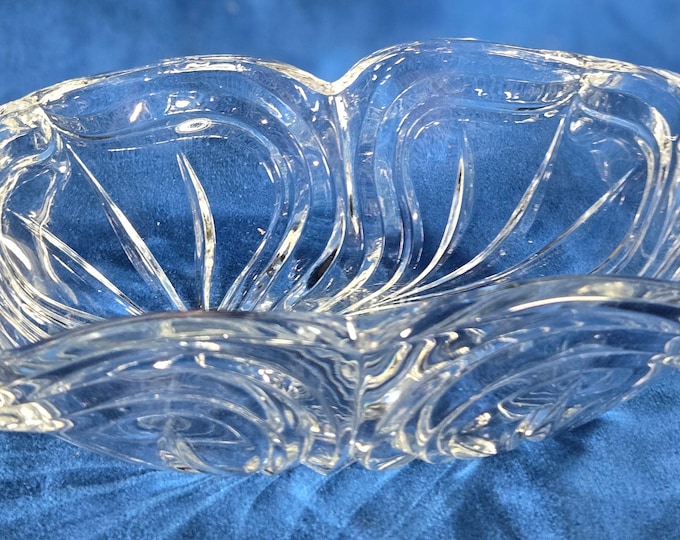 Clear Cut Crystal Candy Dish, Vintage Glass Bowl With Handles, Sawtooth ...