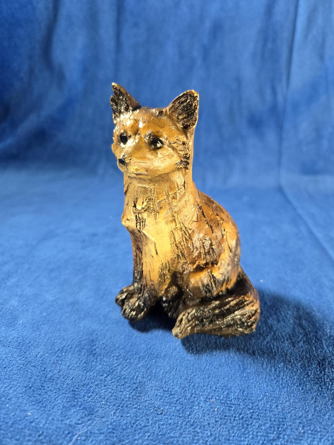 Vintage Resin Fox Figurine • Woodland Animal Decor • Rustic Hand ...
