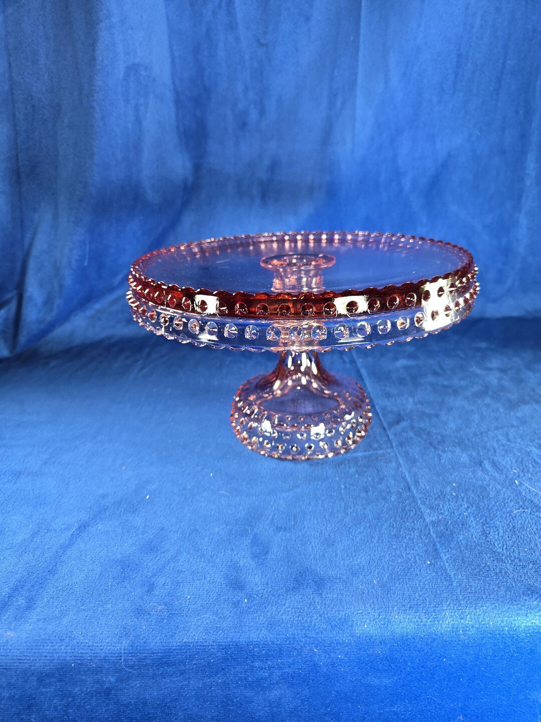 Vintage Ruby Red Glass Cake Stand – Moon & Stars Pattern Pedestal ...