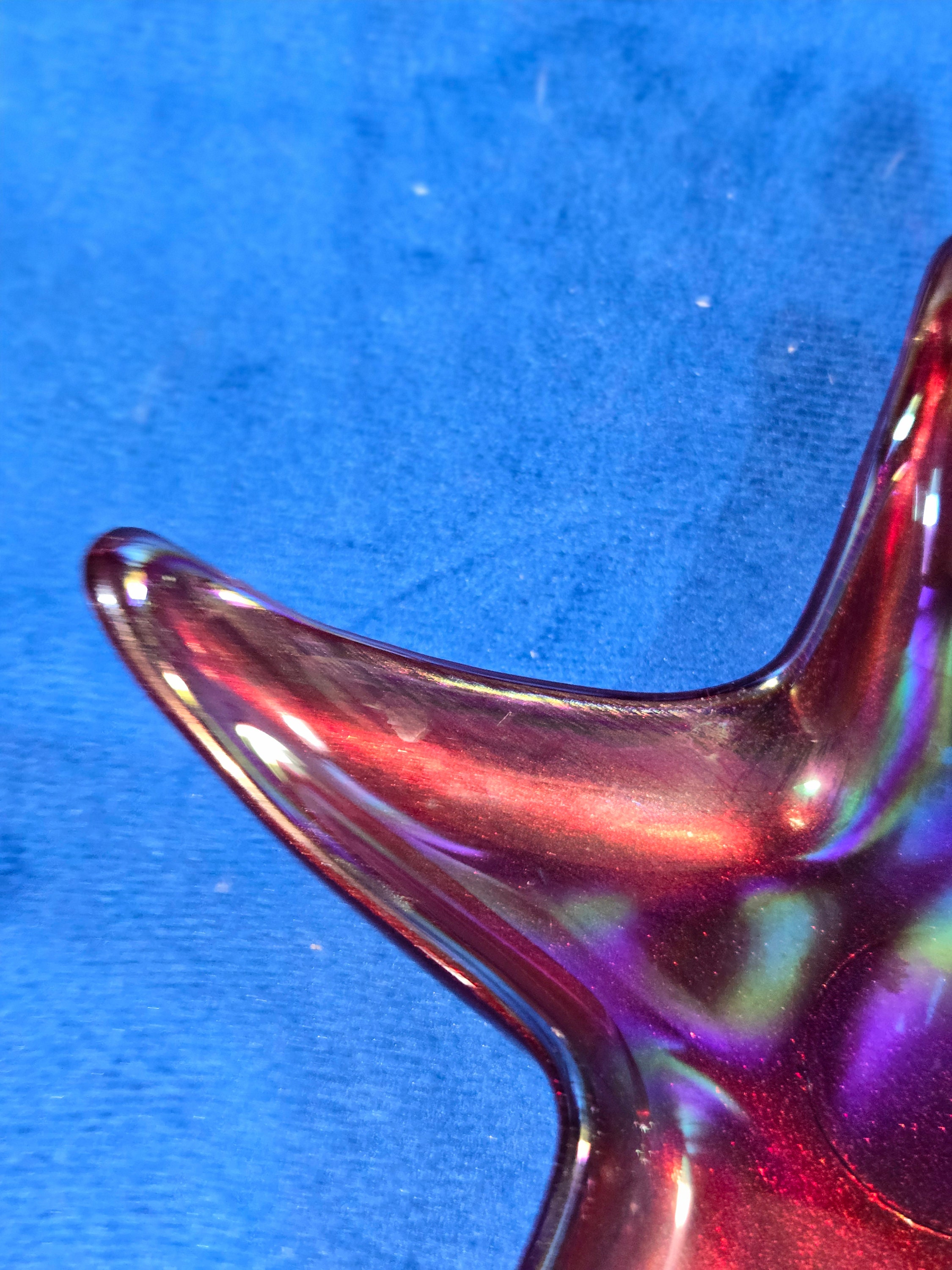 Vintage Starfish Iridescent Red Art Glass - Etsy