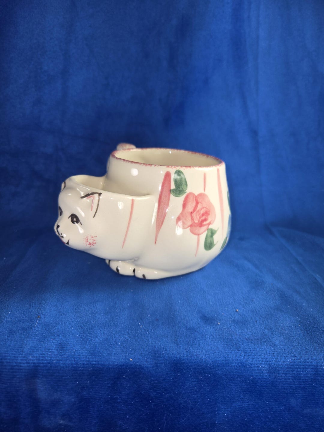Vintage Cat Tea Cup With Tea Bag Holder – Hand-painted Ceramic, Levine ...