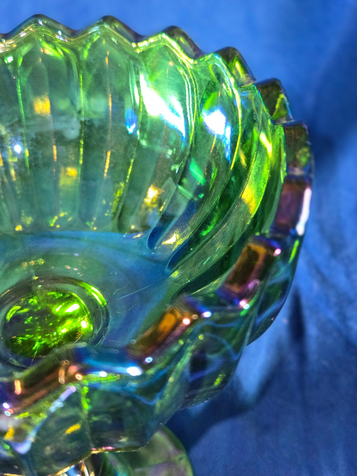 Vintage Green Glass Compote or Goblet Carnival Tulip Lotus Blossom - Etsy