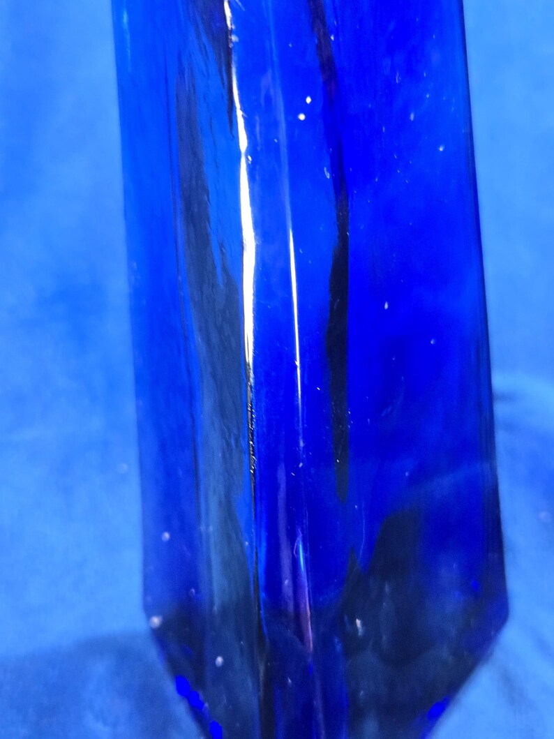 Vintage Cobalt Blue Triangle Glass Bottle - Etsy