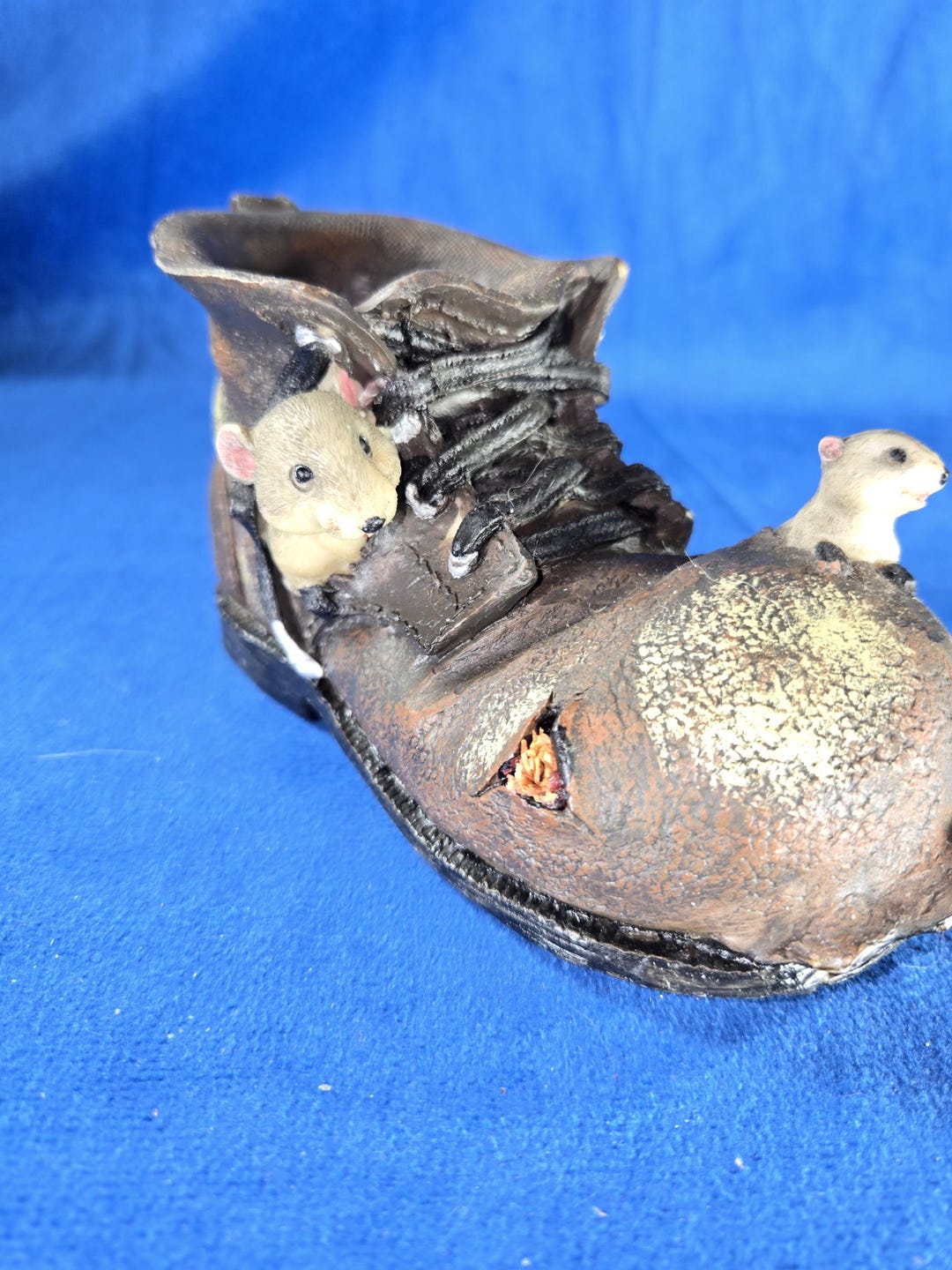 Vintage “mice in Old Boot” Figurine – Whimsical Resin Shoe With Mice ...