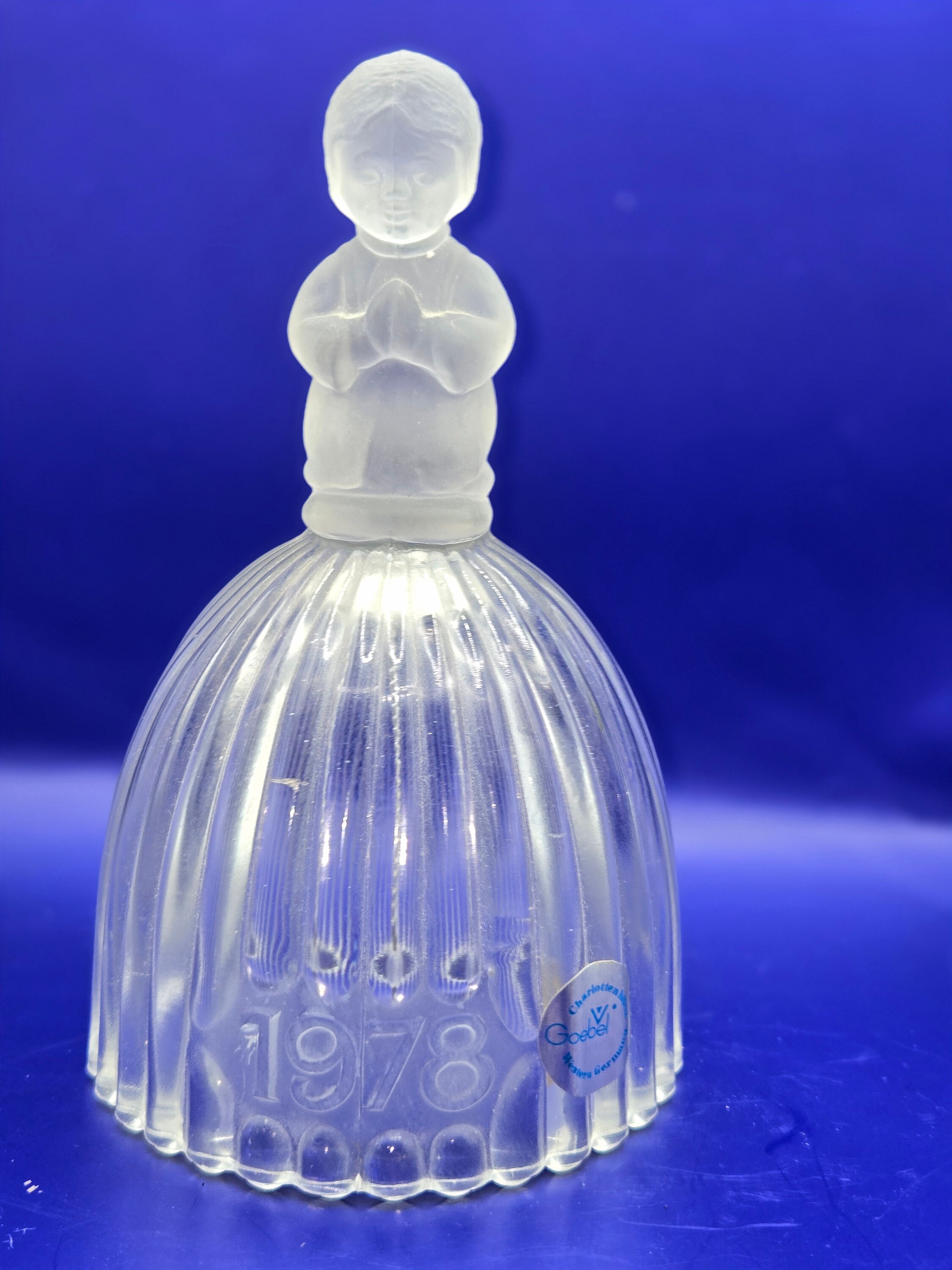 Vintage 1978 Goebel Clear Crystal Bell With Frosted Praying Child - Etsy